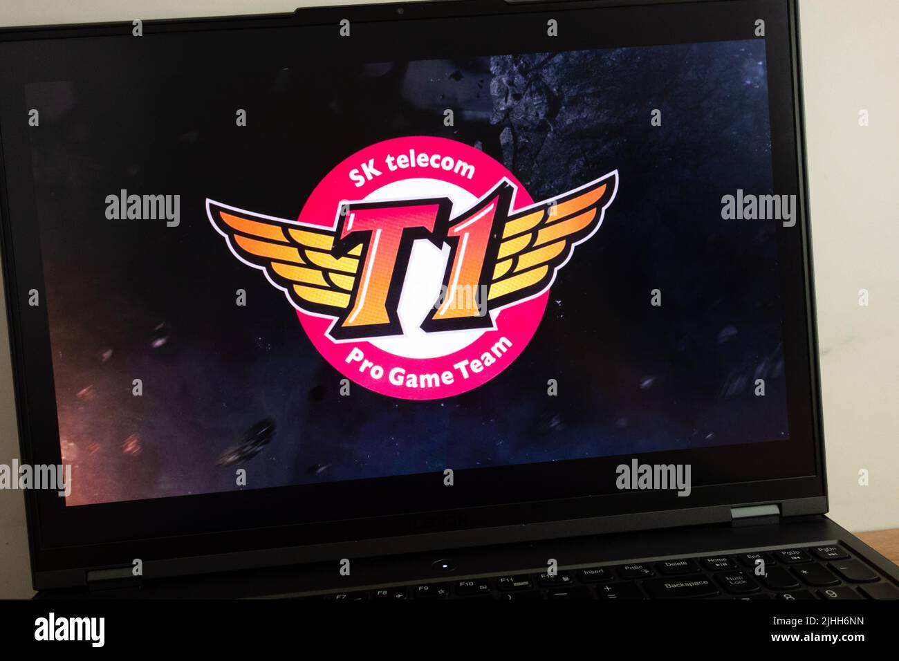 KONSKIE, POLAND - July 18, 2022: SK Telecom T1 esports team logo ...