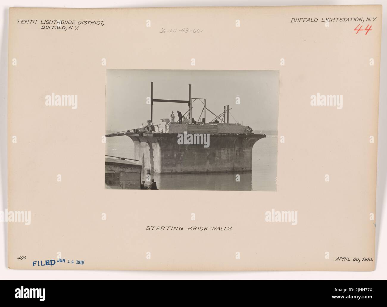 NY - Buffalo. Buffalo Light Station, New York. Starting brick walls ...