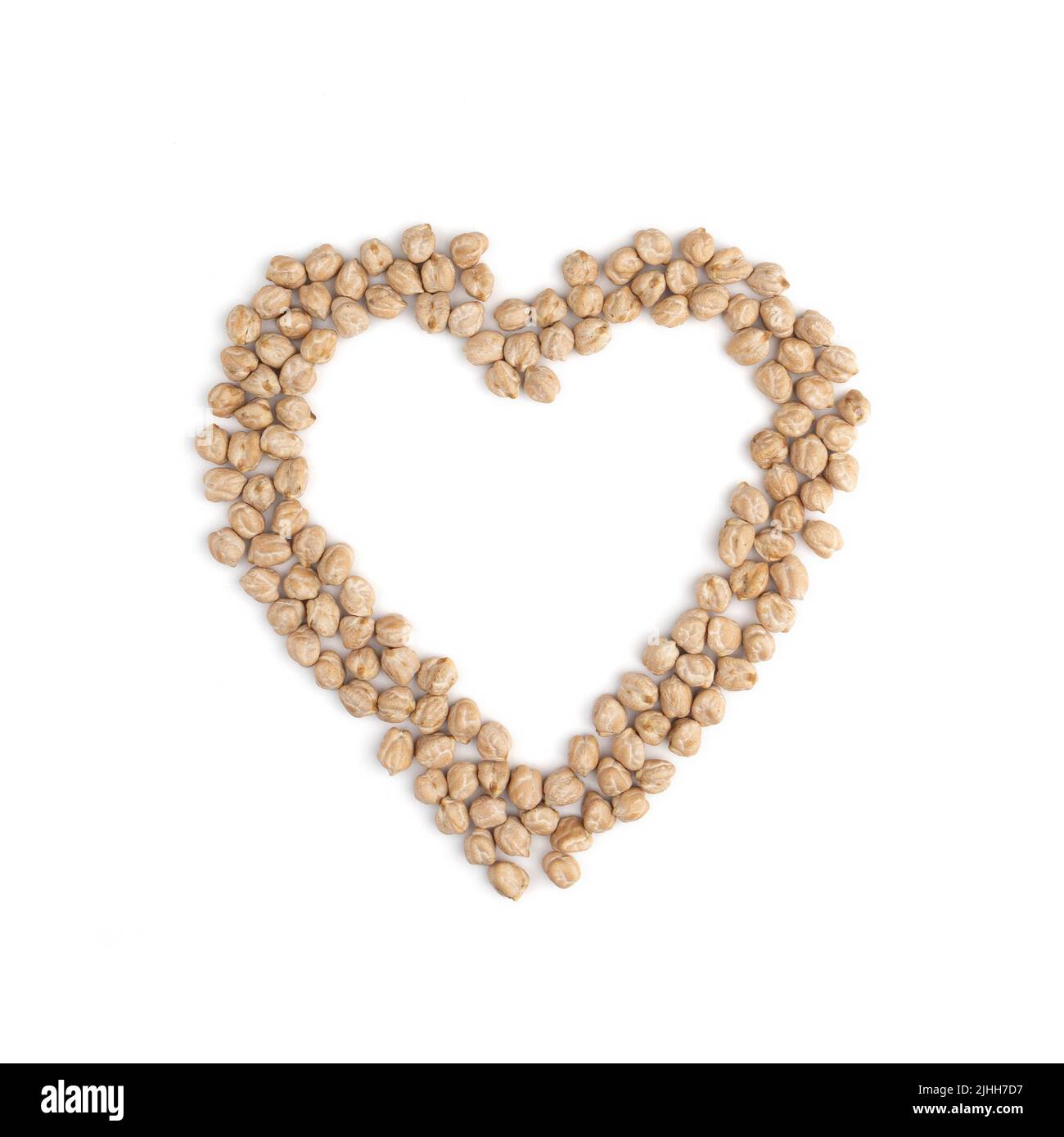 chickpeas heart shape with copy space for text isolated on white ...