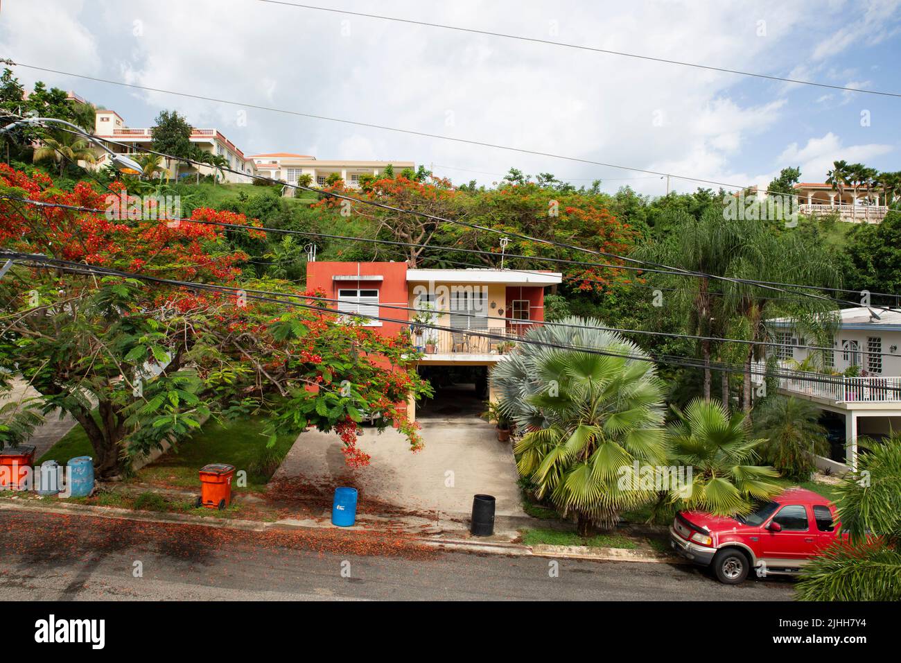 Rincon Neighborhood in Puerto Rico. Tropical Beachside on a Hill Stock ...