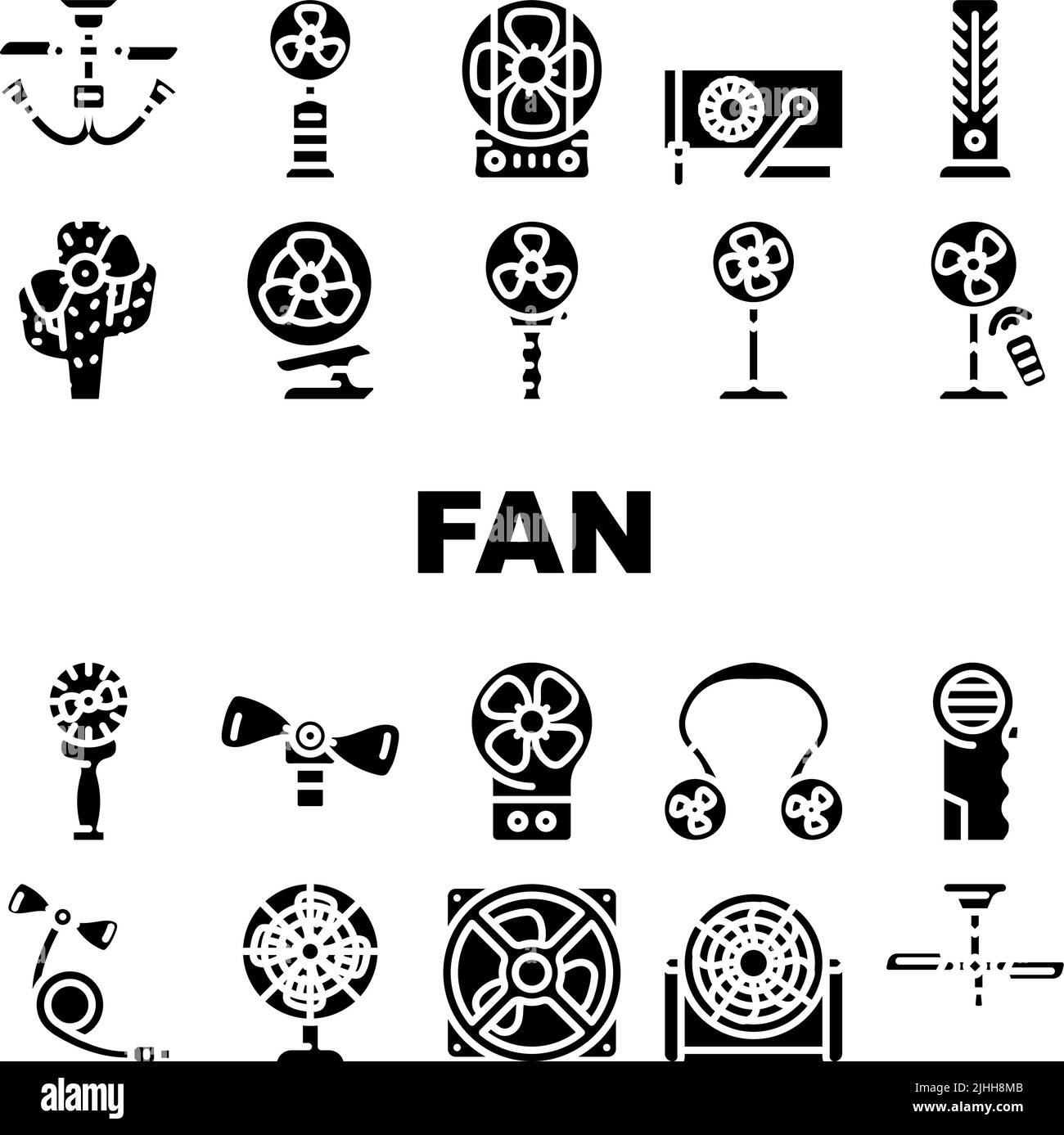 Fan Electronic Cooling Device Icons Set Vector Stock Vector Image & Art ...