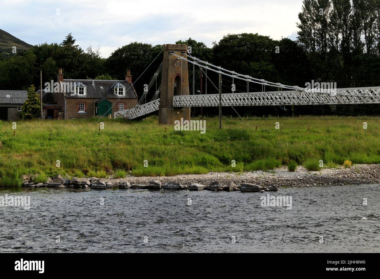 Suspension bridge, Gattonside Suspension Footbridge, over the River ...