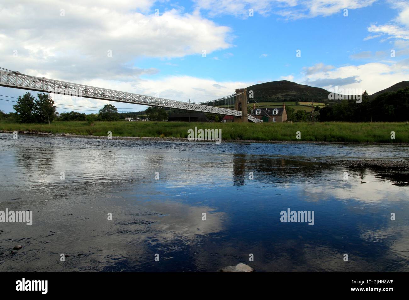 Suspension bridge, Gattonside Suspension Footbridge, over the River ...