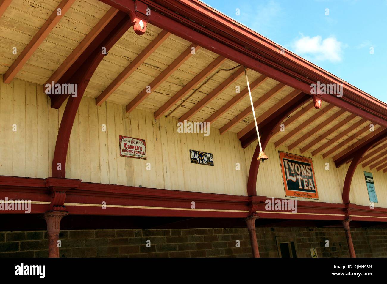 Metal advertising signs at the now disused Melrose Station, Scottish ...