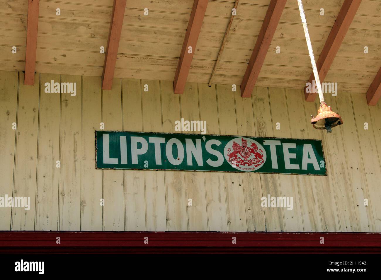 Metal advertising signs at the now disused Melrose Station, Scottish ...