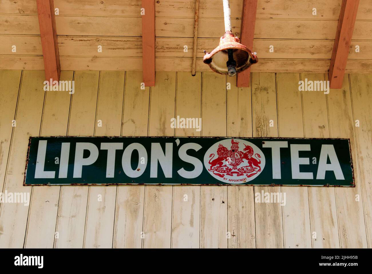 Metal advertising signs at the now disused Melrose Station, Scottish ...