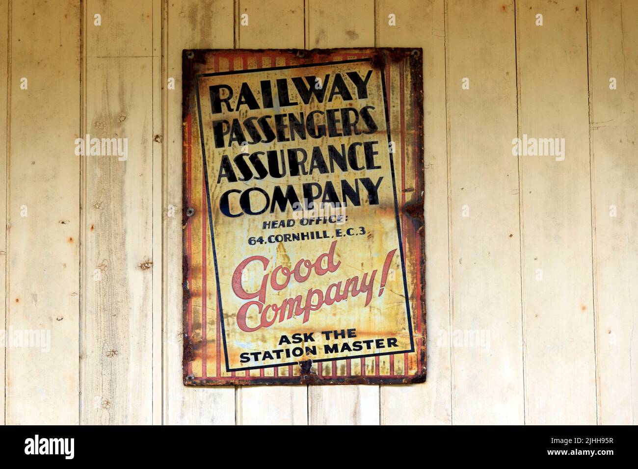 Metal advertising signs at the now disused Melrose Station, Scottish ...