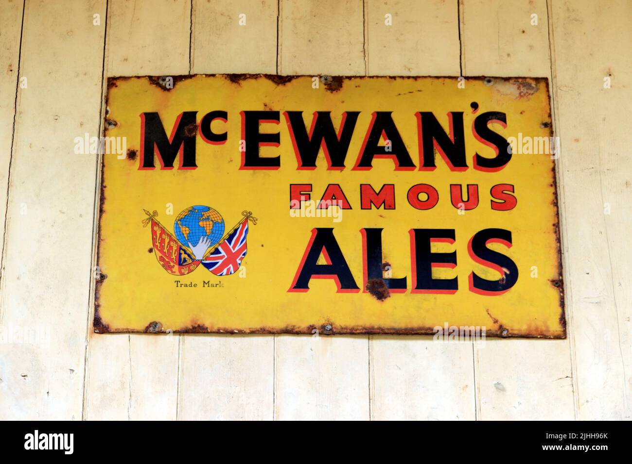 Metal advertising signs at the now disused Melrose Station, Scottish ...