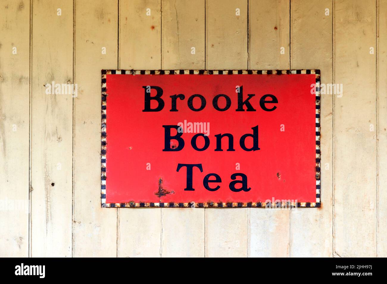 Metal advertising signs at the now disused Melrose Station, Scottish ...