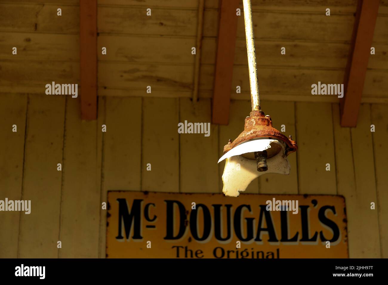 Metal advertising signs at the now disused Melrose Station, Scottish ...