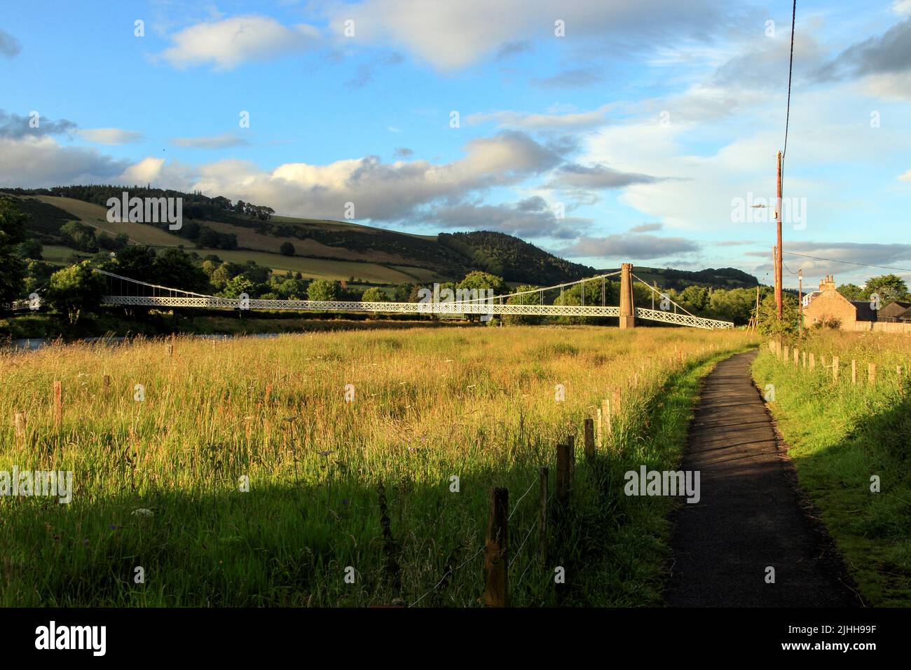 Suspension bridge, Gattonside Suspension Footbridge, over the River ...