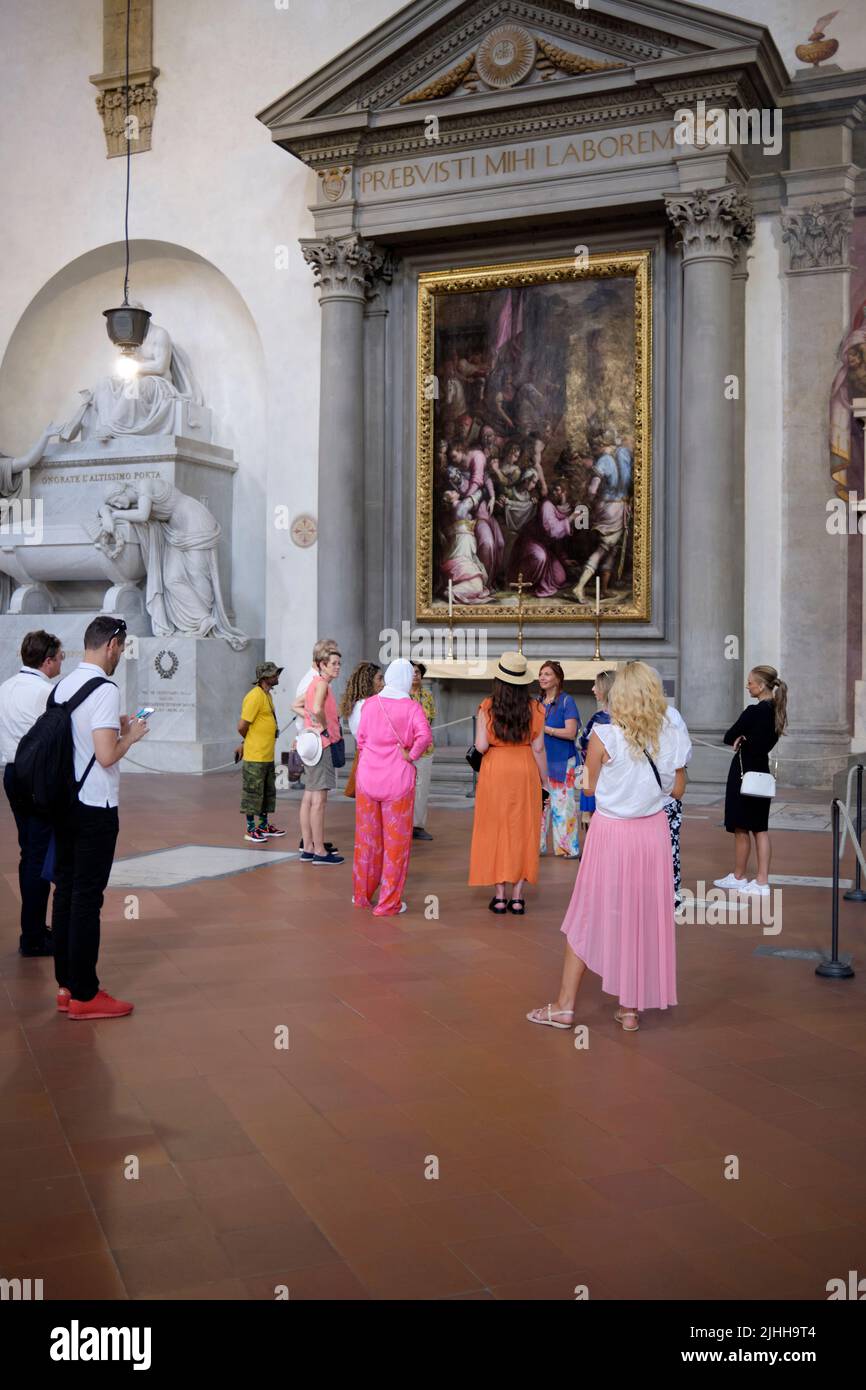 Tour Group with Guide inside Basilica di Santa Croce Florence Italy ...