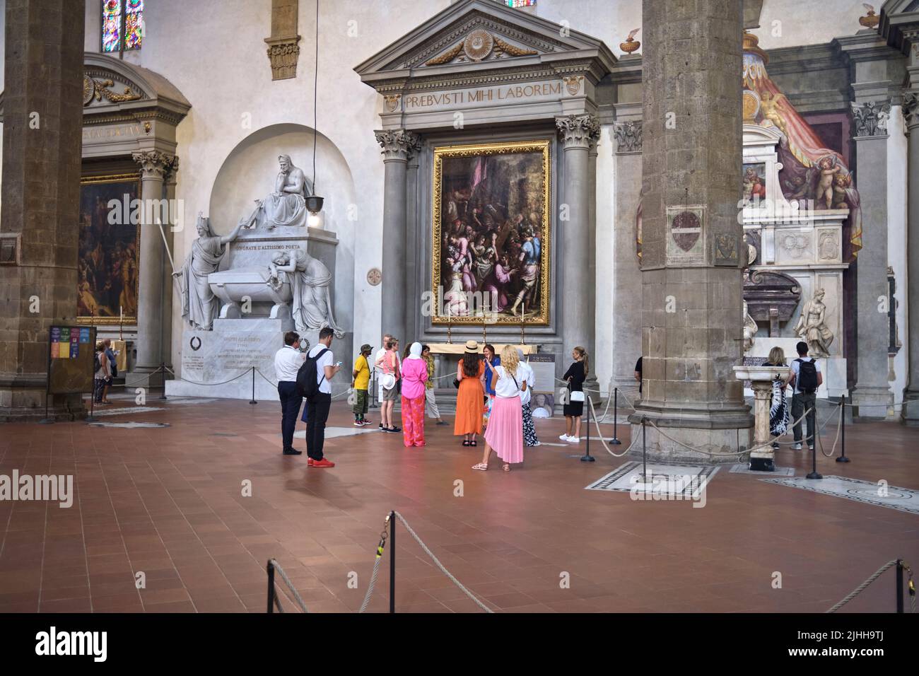 Tour Group with Guide inside Basilica di Santa Croce Florence Italy ...