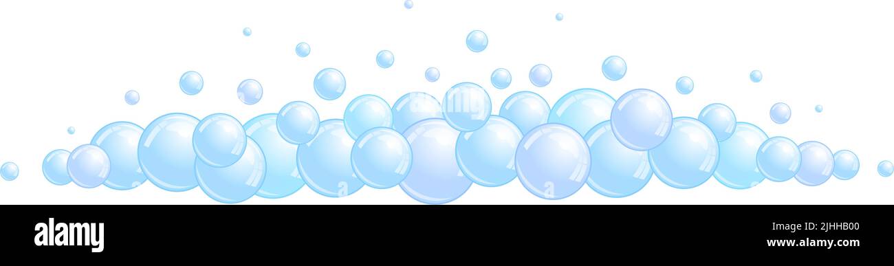 Soap bubble divider. Horizontal foam decoration element. Blue suds ...