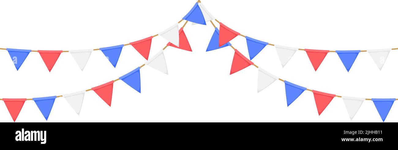 Flag garland. White, blue, red pennants chains. Party bunting ...