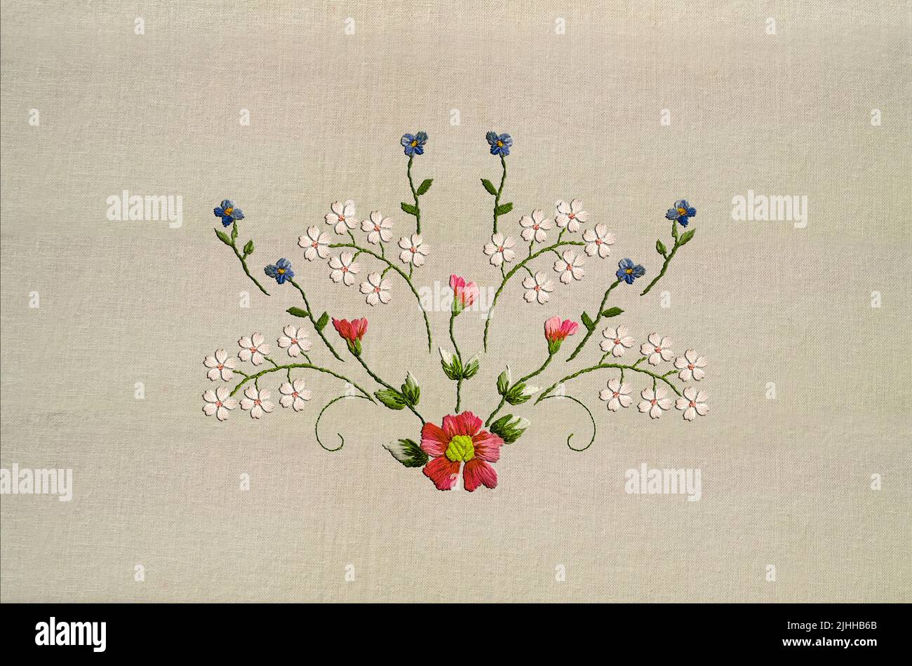 Delicate bouquet of wild flowers for embroidery with blue flowers ...