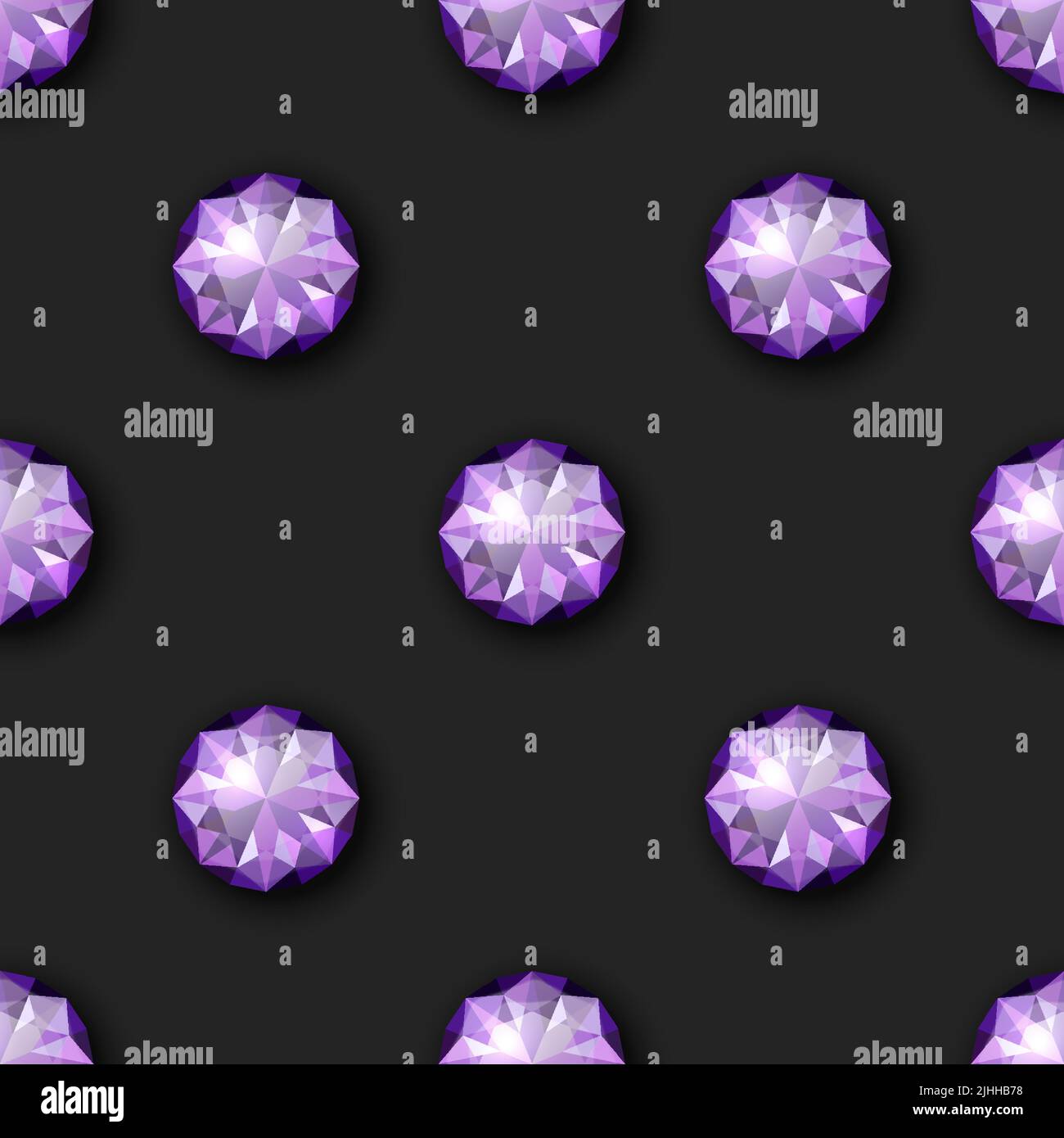 Vector Seamless Pattern with 3d Realistic Purple Gemstone, Crystal ...