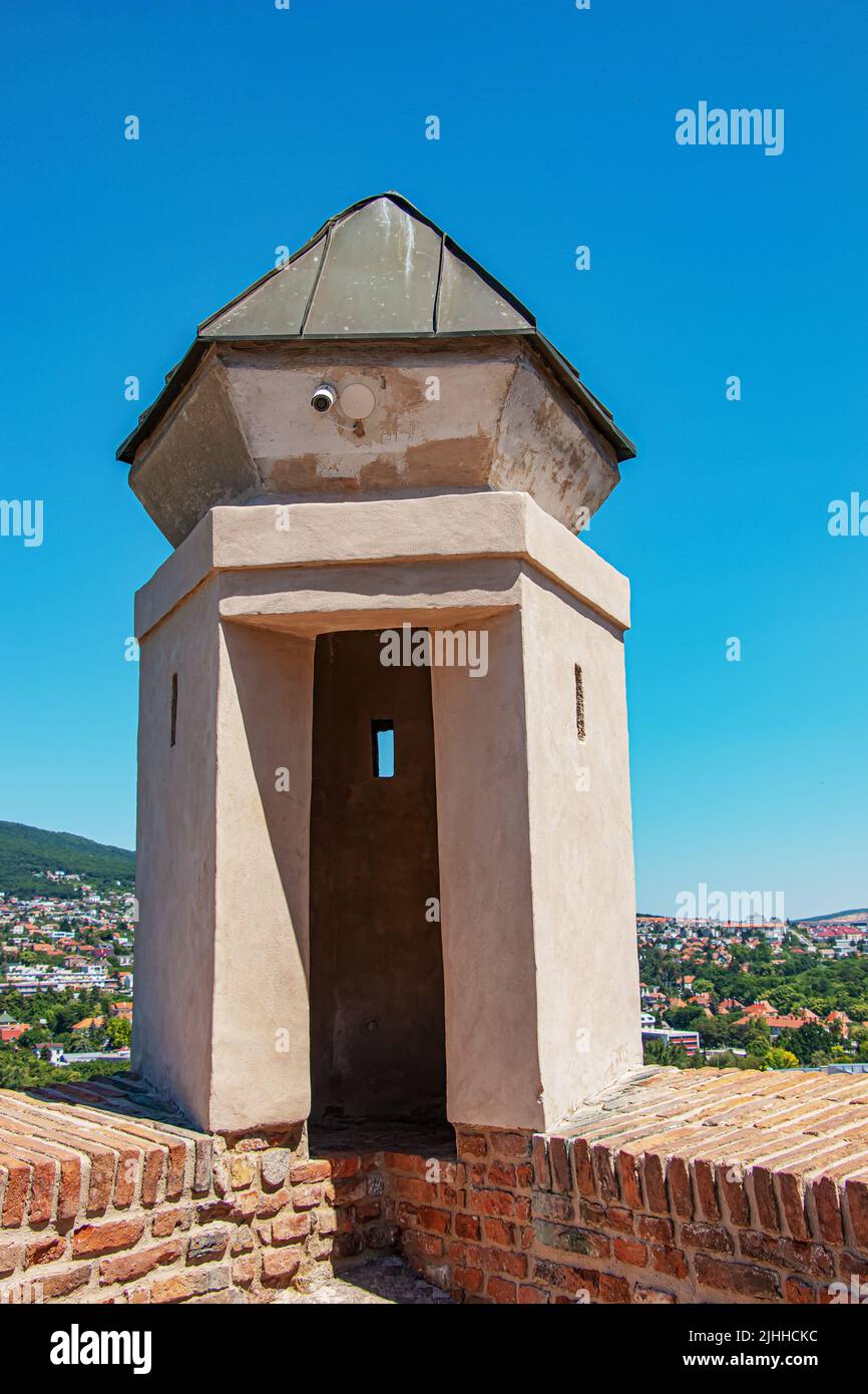Observation tower on the upper wall of the Nitrograd castle in Nitra ...