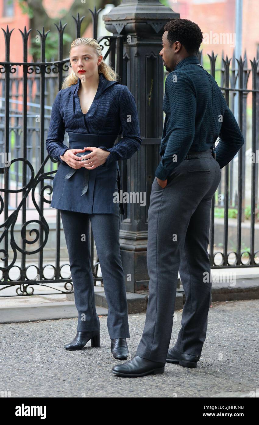 Chloe Grace Moretz and Gary Carr pictured filming at "The Peripheral ...