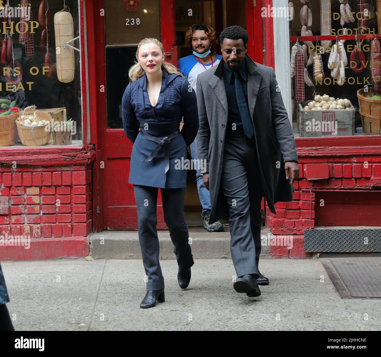 Chloe Grace Moretz and Gary Carr pictured filming at "The Peripheral ...