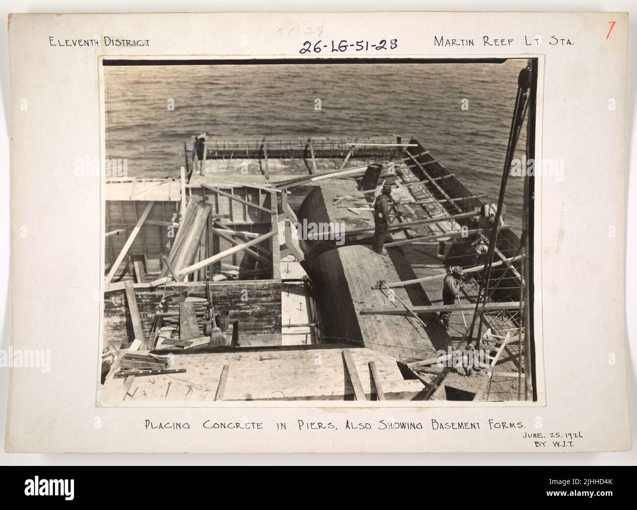 MI - Martin Reef. Martin Reef Light Station, Michigan. Placing concrete ...