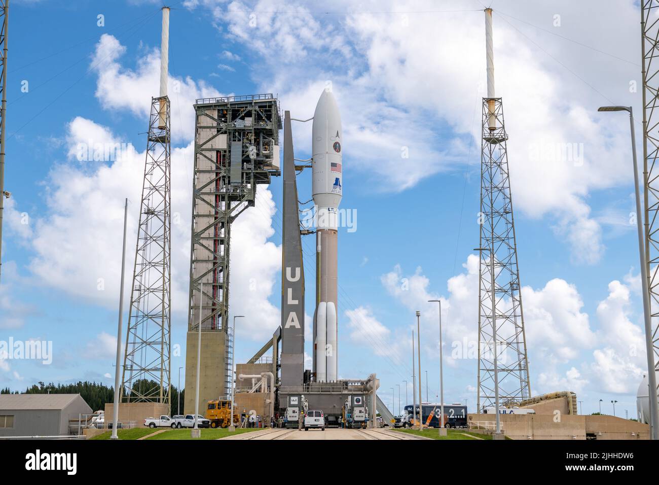 The United Launch Alliance (ULA) Atlas V rocket is placed on the launch ...