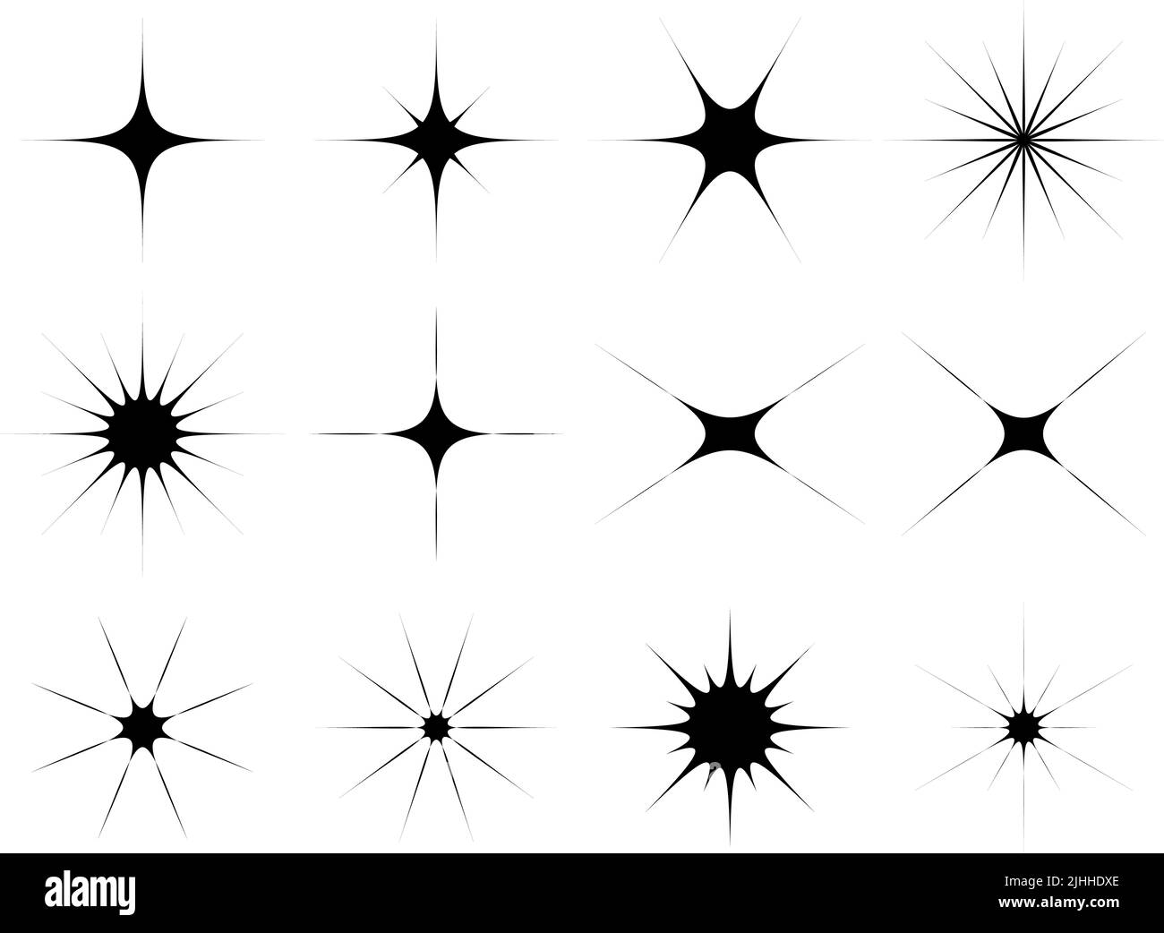 Collection of stars icon with twinkle sparkle symbol isolated on white ...