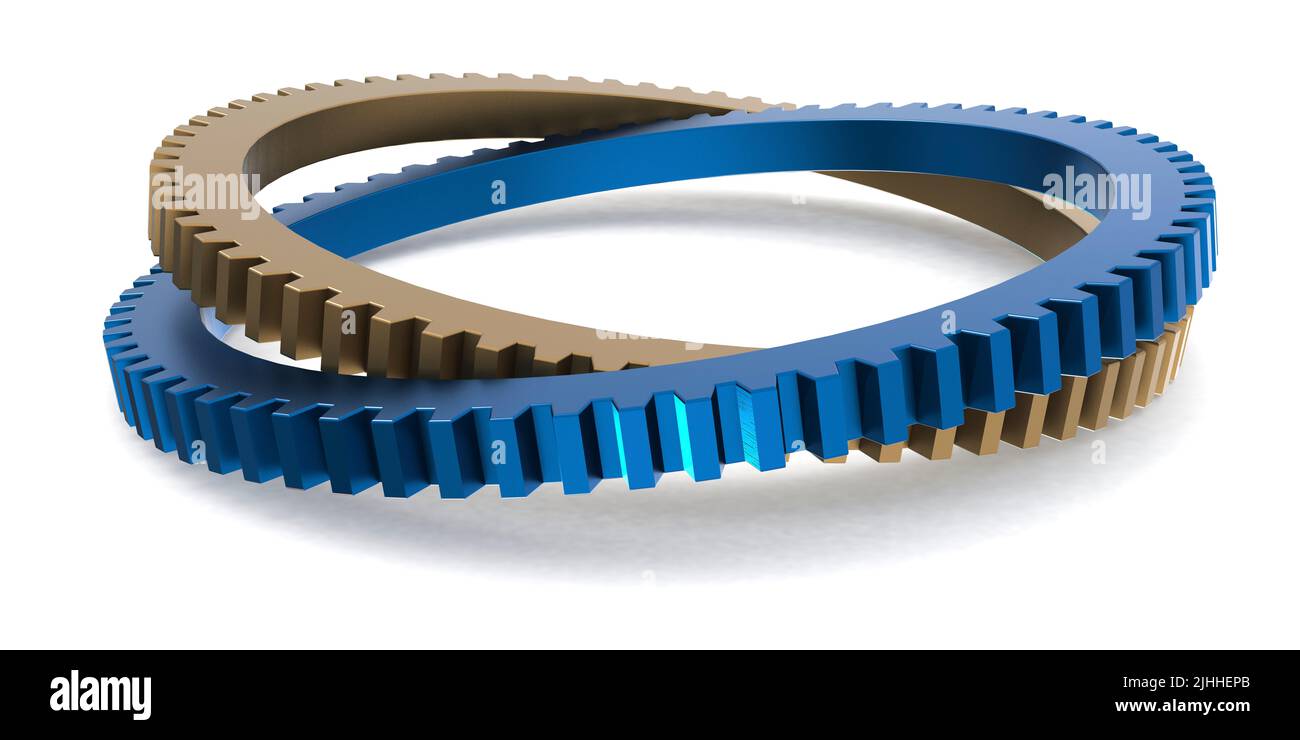 Two gear wheels engaged together, 3d rendering Stock Photo - Alamy