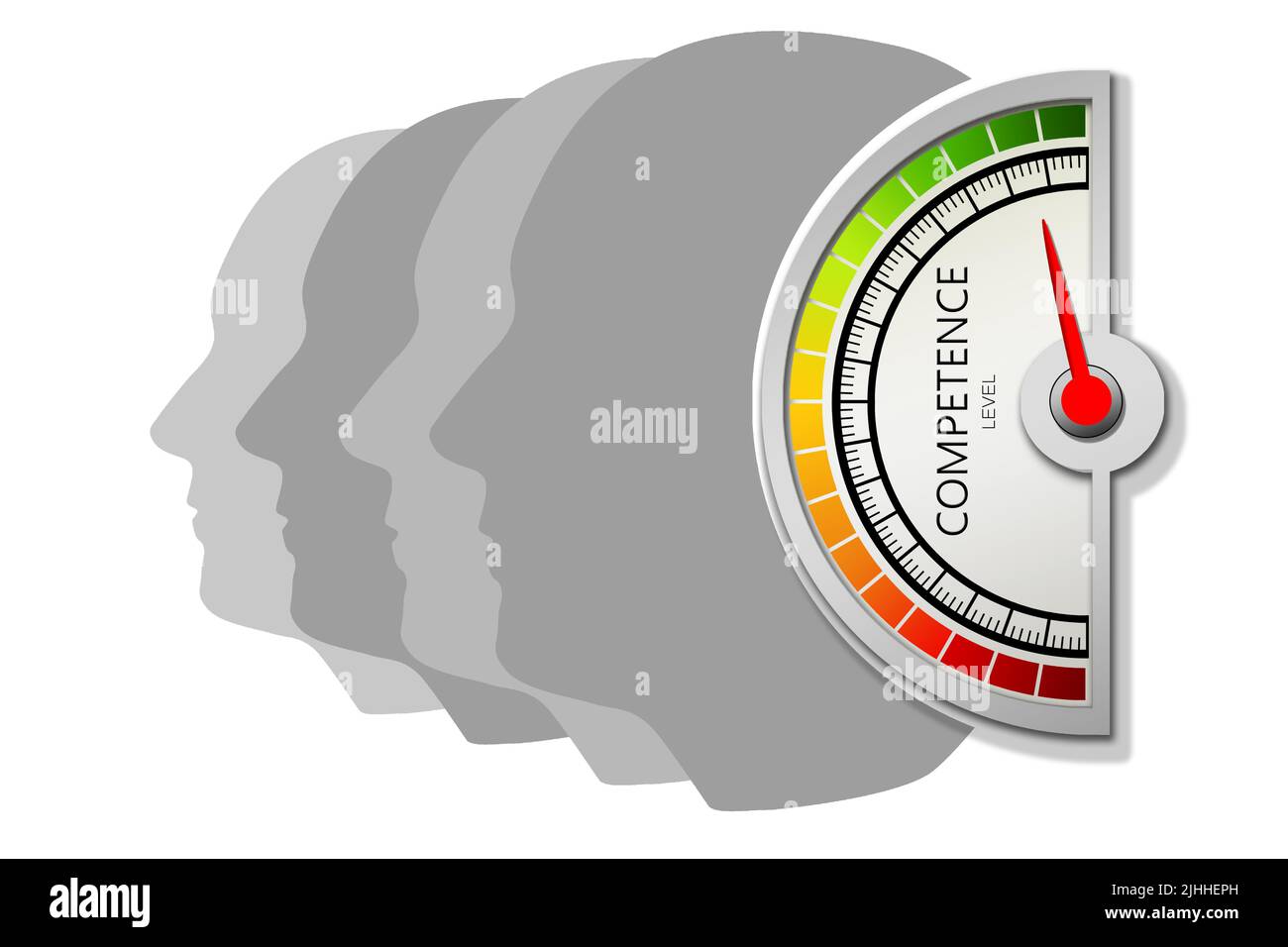 Competence level measuring device with arrow and scale, 3d rendering ...