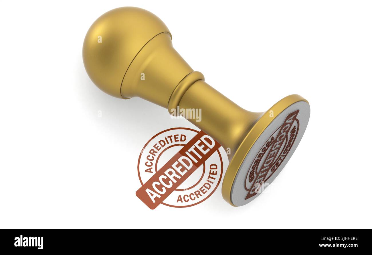 Golden stamp with accredited word isolated, 3d rendering Stock Photo ...