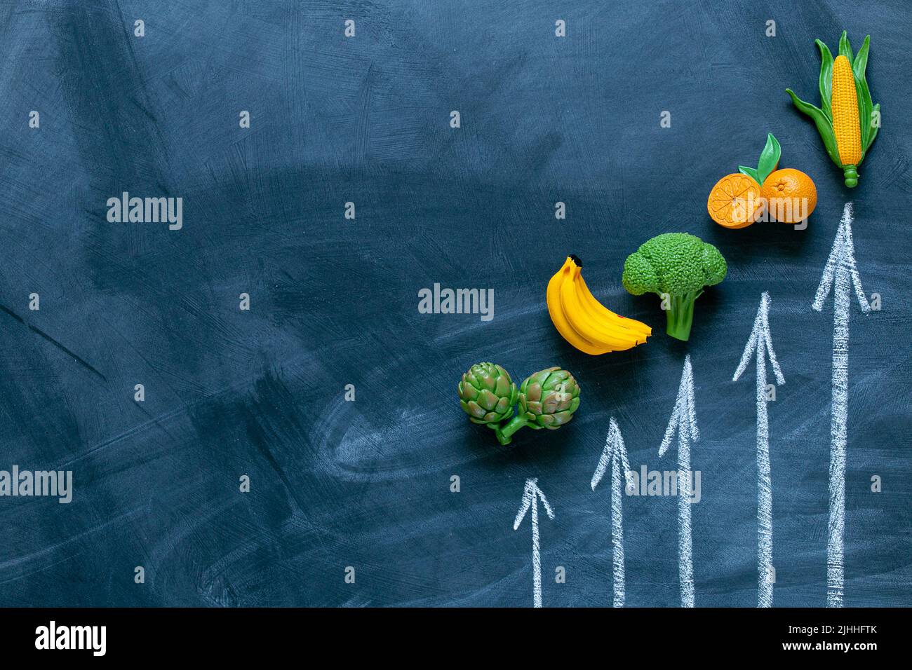 Vegetables and fruits price increase.Rising food prices. food crisis ...