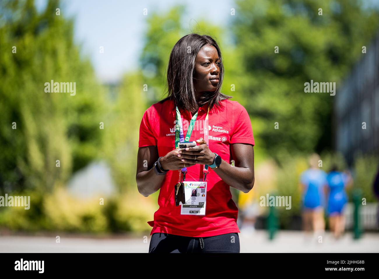 Eugene, Oregon, USA, 18 July 2022. Belgian athlete Anne Zagre pictured ...