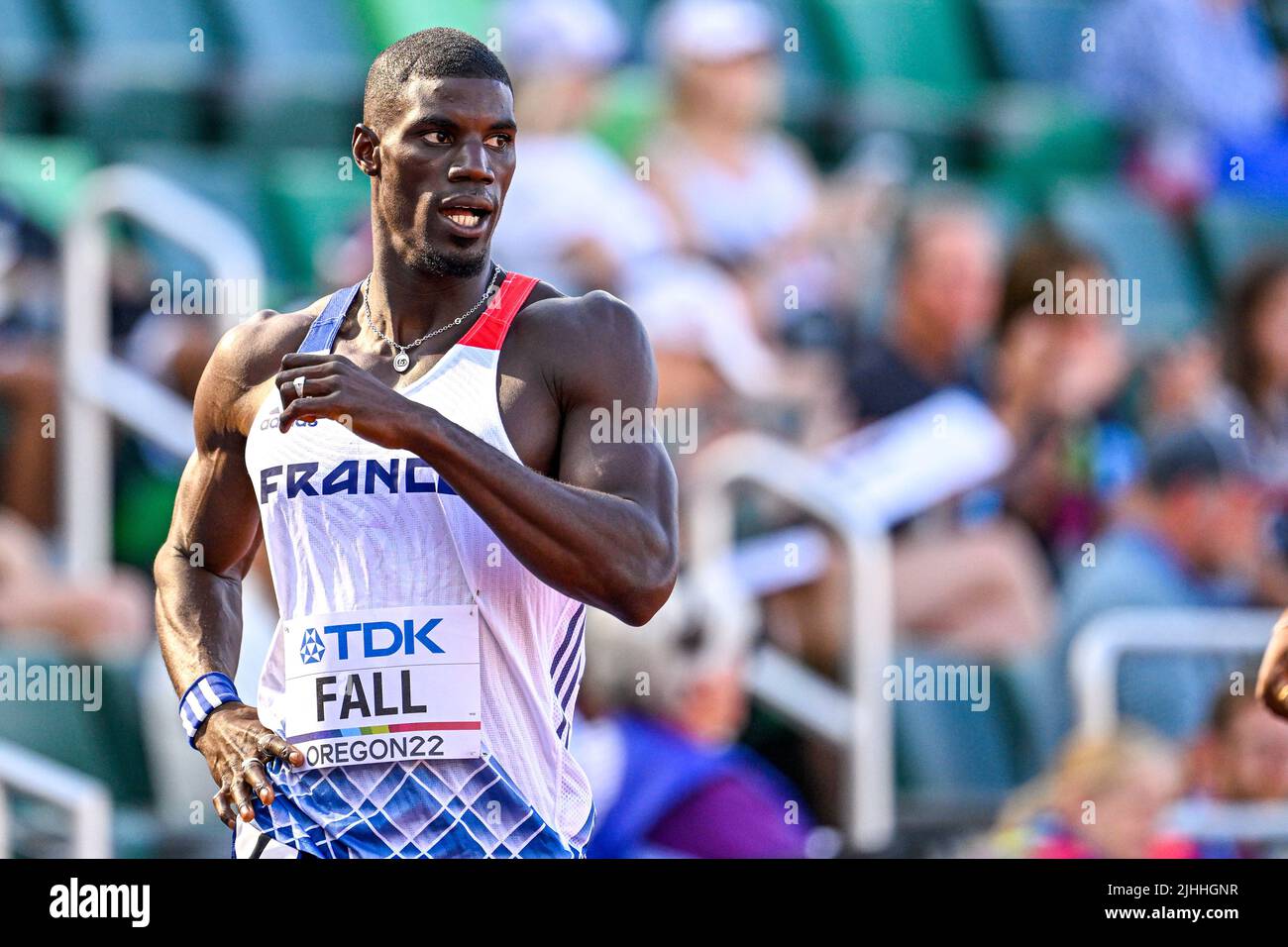 EUGENE, UNITED STATES - JULY 18: Mouhamadou Fall of France competing on ...
