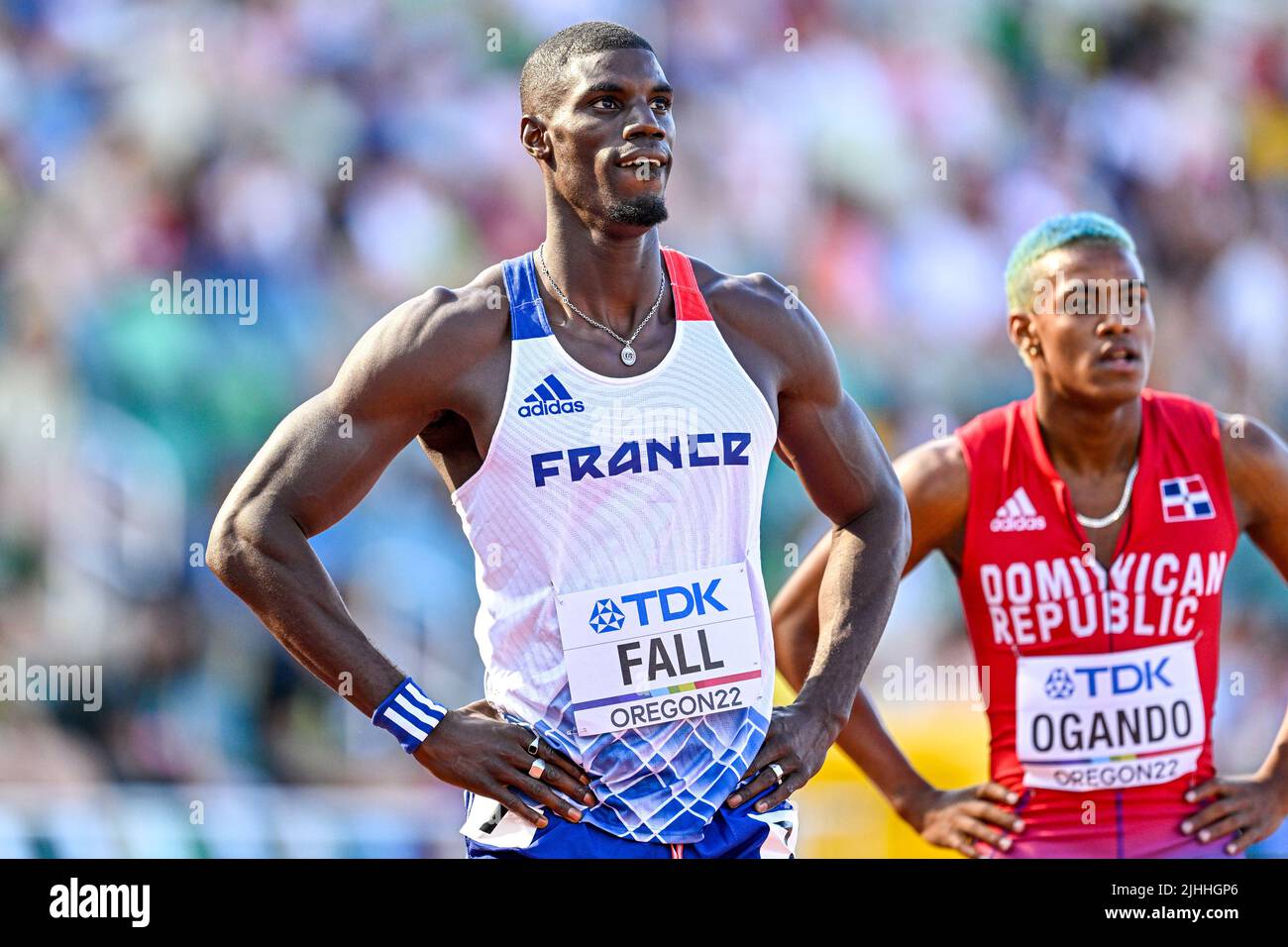 EUGENE, UNITED STATES - JULY 18: Mouhamadou Fall of France competing on ...