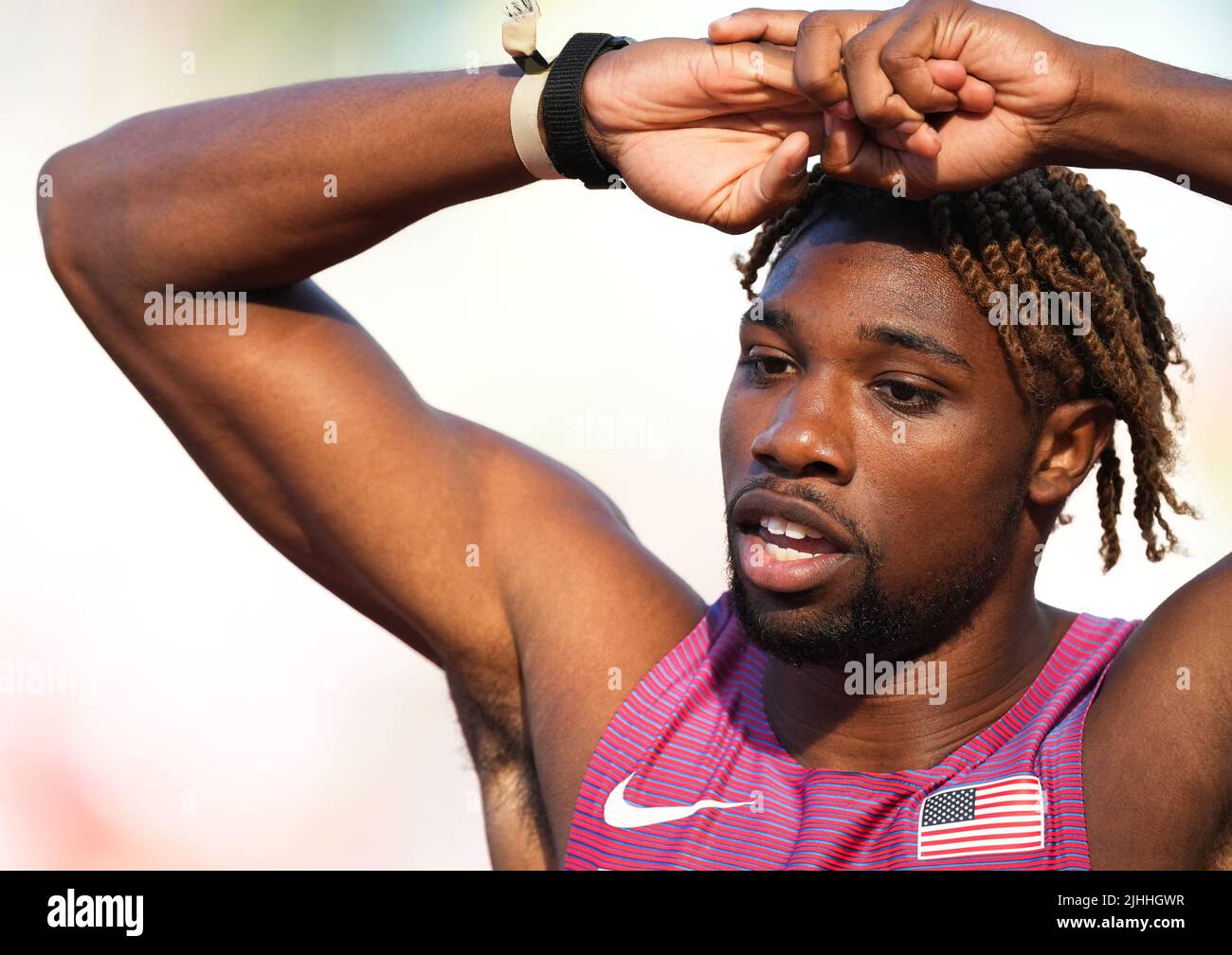 USA’s Noah Lyles during the Men’s 200m heat 7 on day four of the World ...