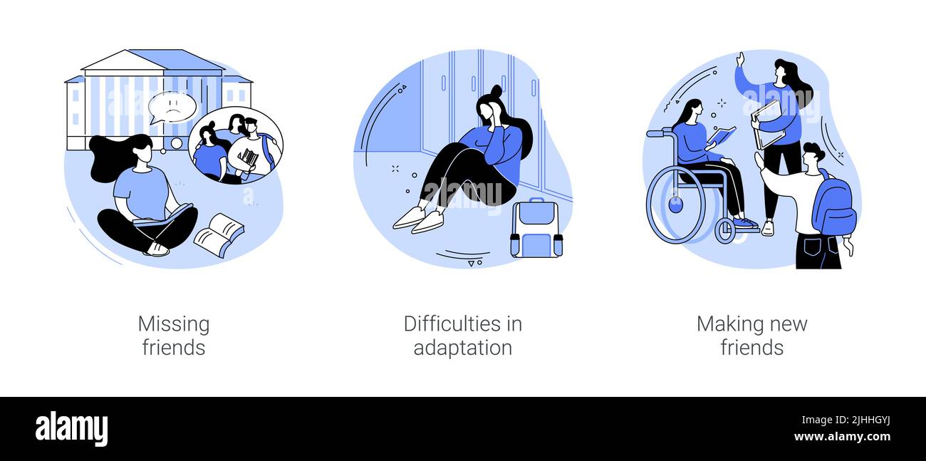 Student social adaptation isolated cartoon vector illustrations se ... Student social adaptation isolated cartoon vector illustrations se ...