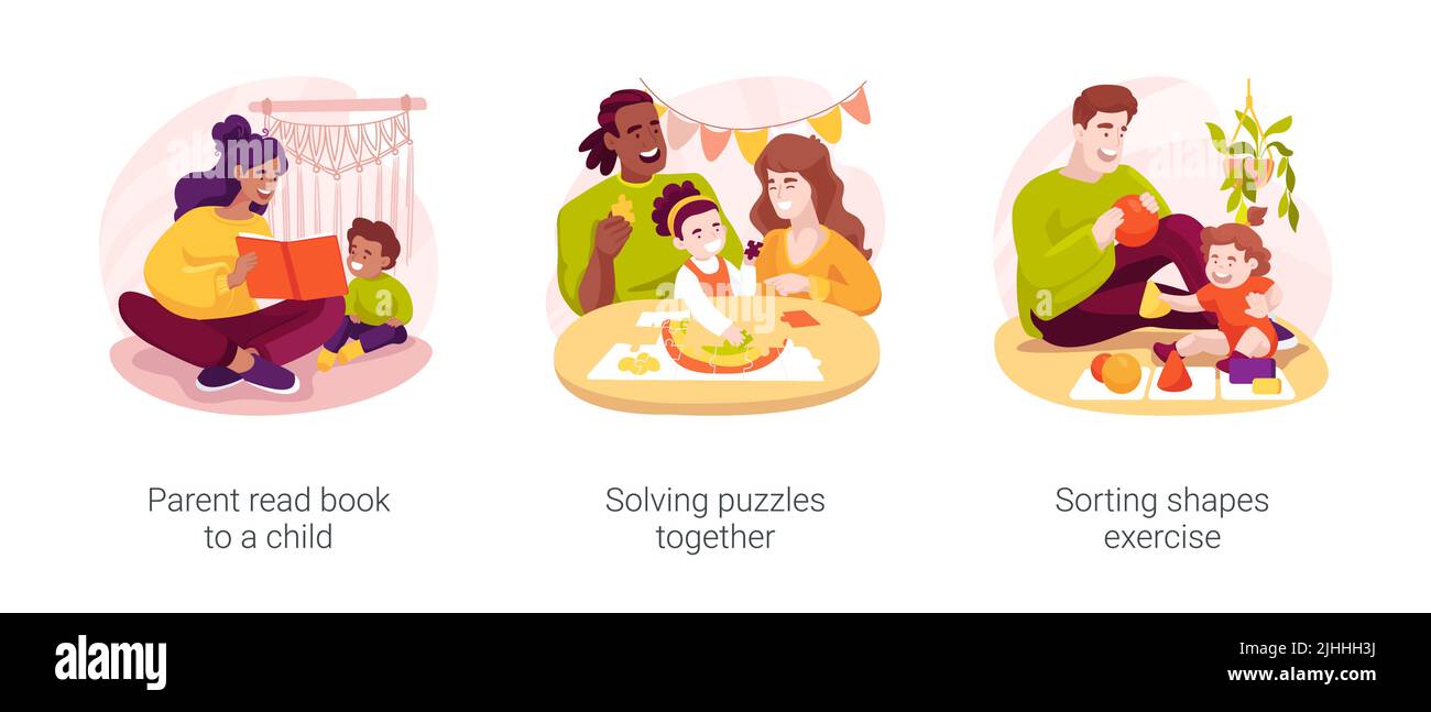 Cognitive and creative skills in home education isolated cartoon vector ...