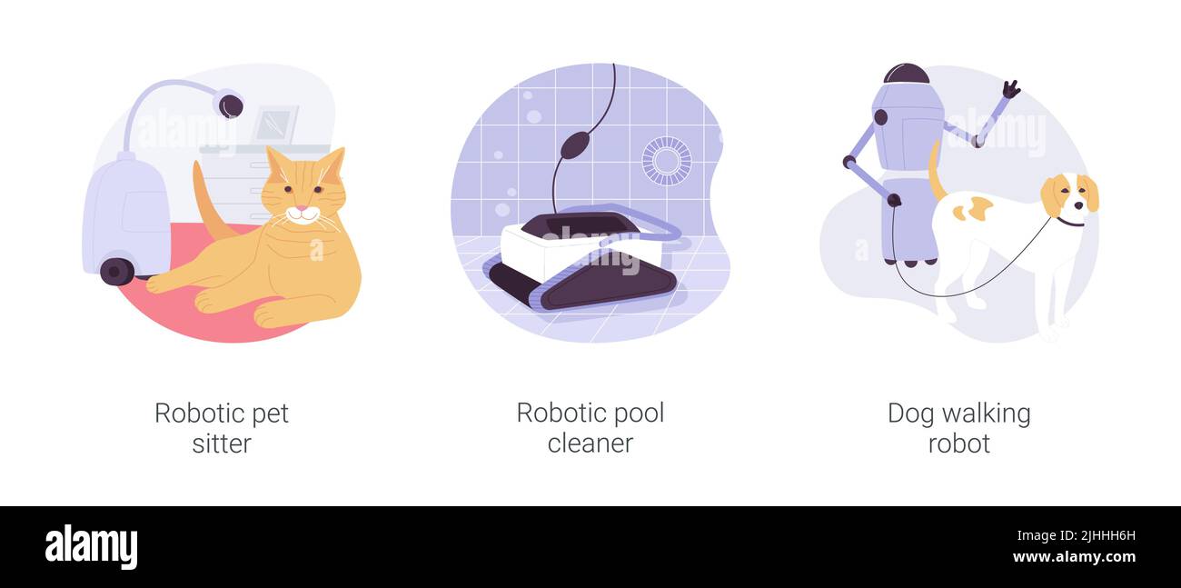 Household robots isolated cartoon vector illustrations set Stock Vector ...