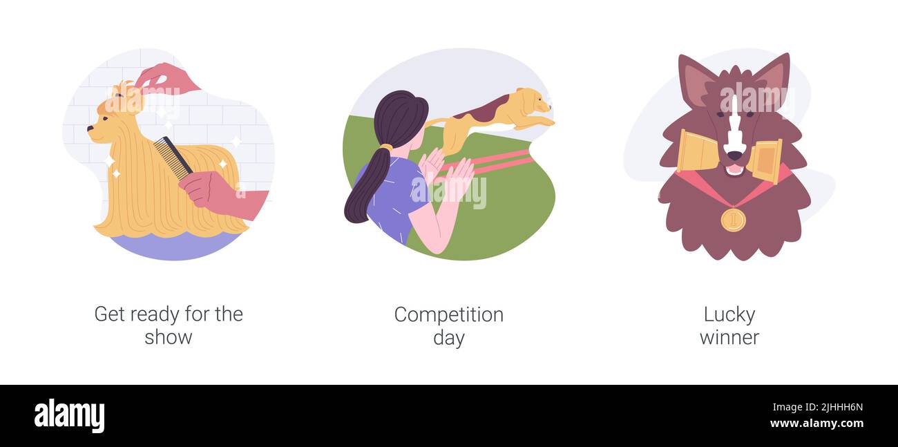 Pet show isolated cartoon vector illustrations set Stock Vector Image ...