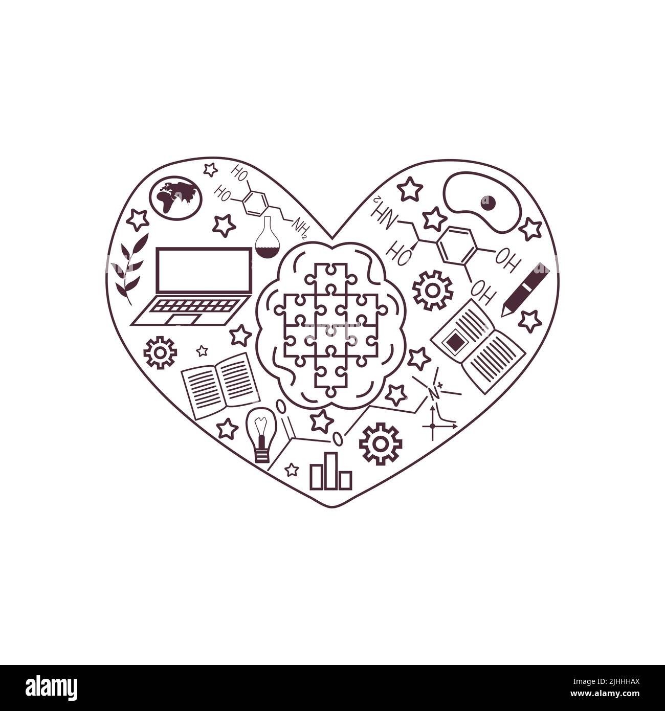 Heart with science symbols vector illustration Stock Vector Image & Art ...