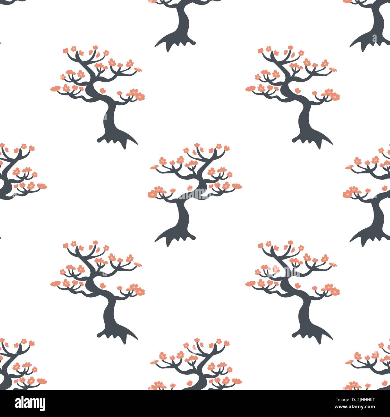 Seamless sakura pink trees pattern Stock Vector Image & Art - Alamy