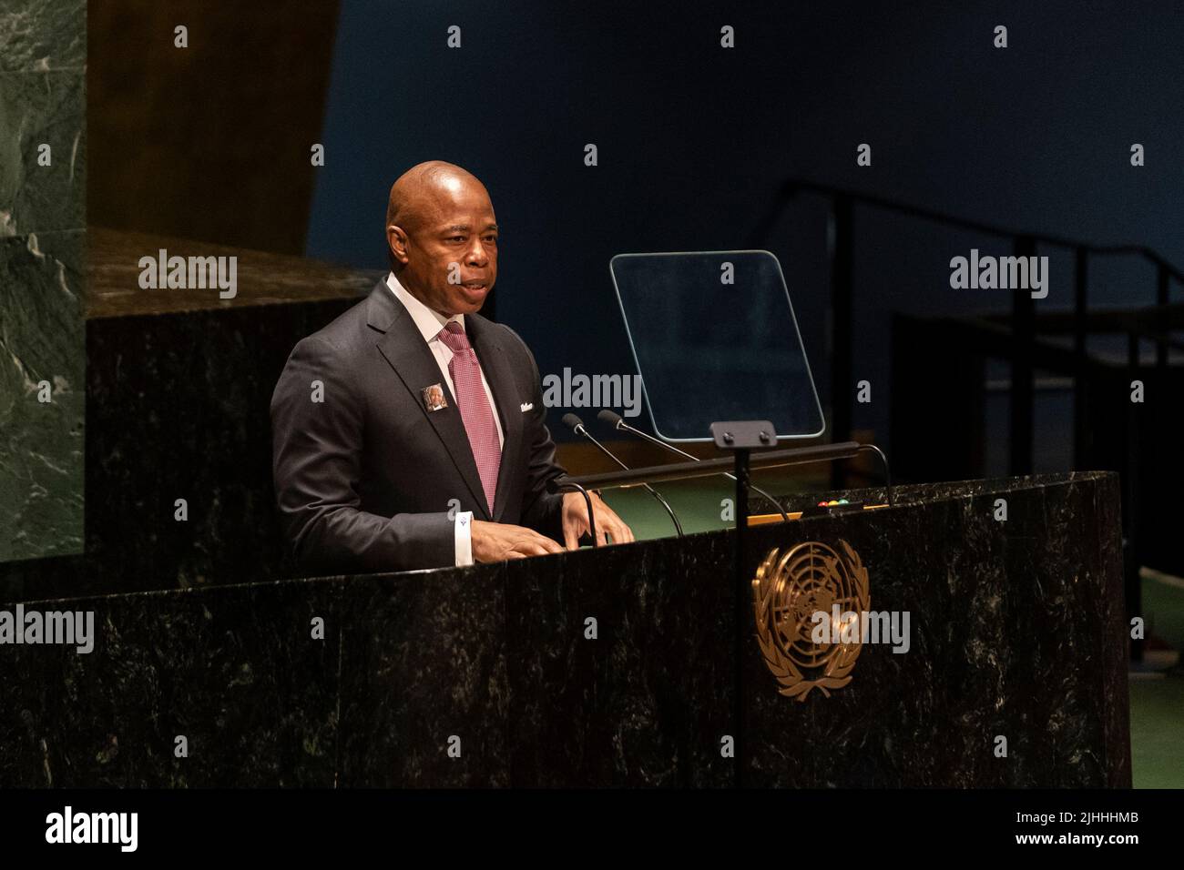 New York. US, July 18, 2022. Mayor Eric Adams speaks during Nelson ...