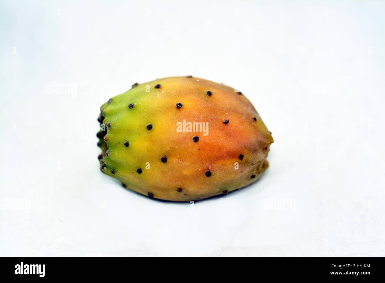 A fresh prickly pear fruit isolated on white background, selective ...