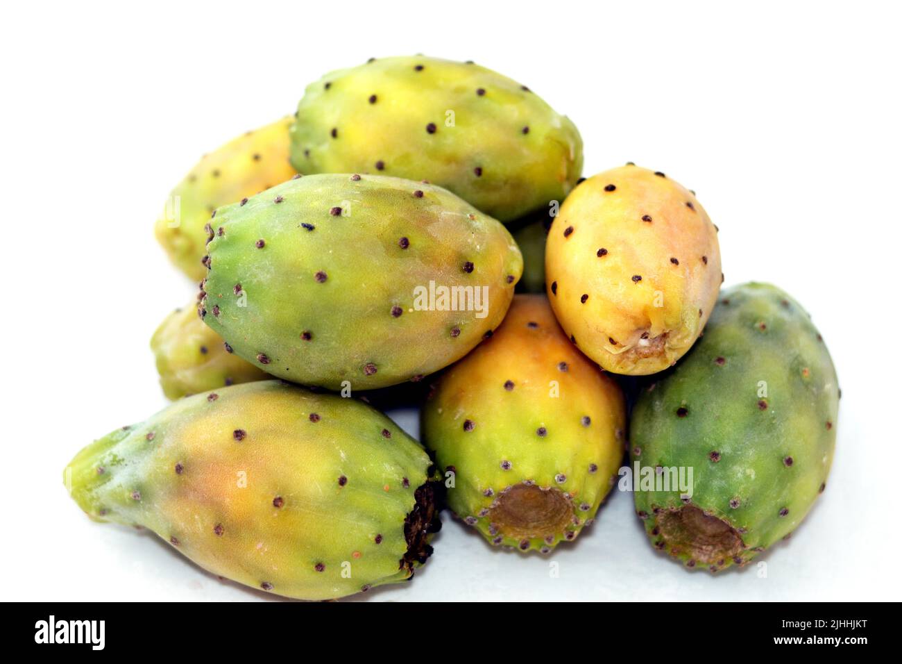 Pile of fresh prickly pear fruit isolated on white background ...