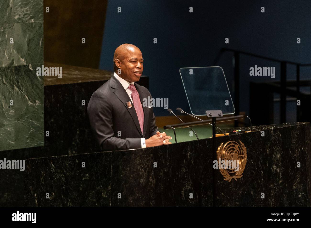 New York, United States. 18th July, 2022. Mayor Eric Adams speaks ...