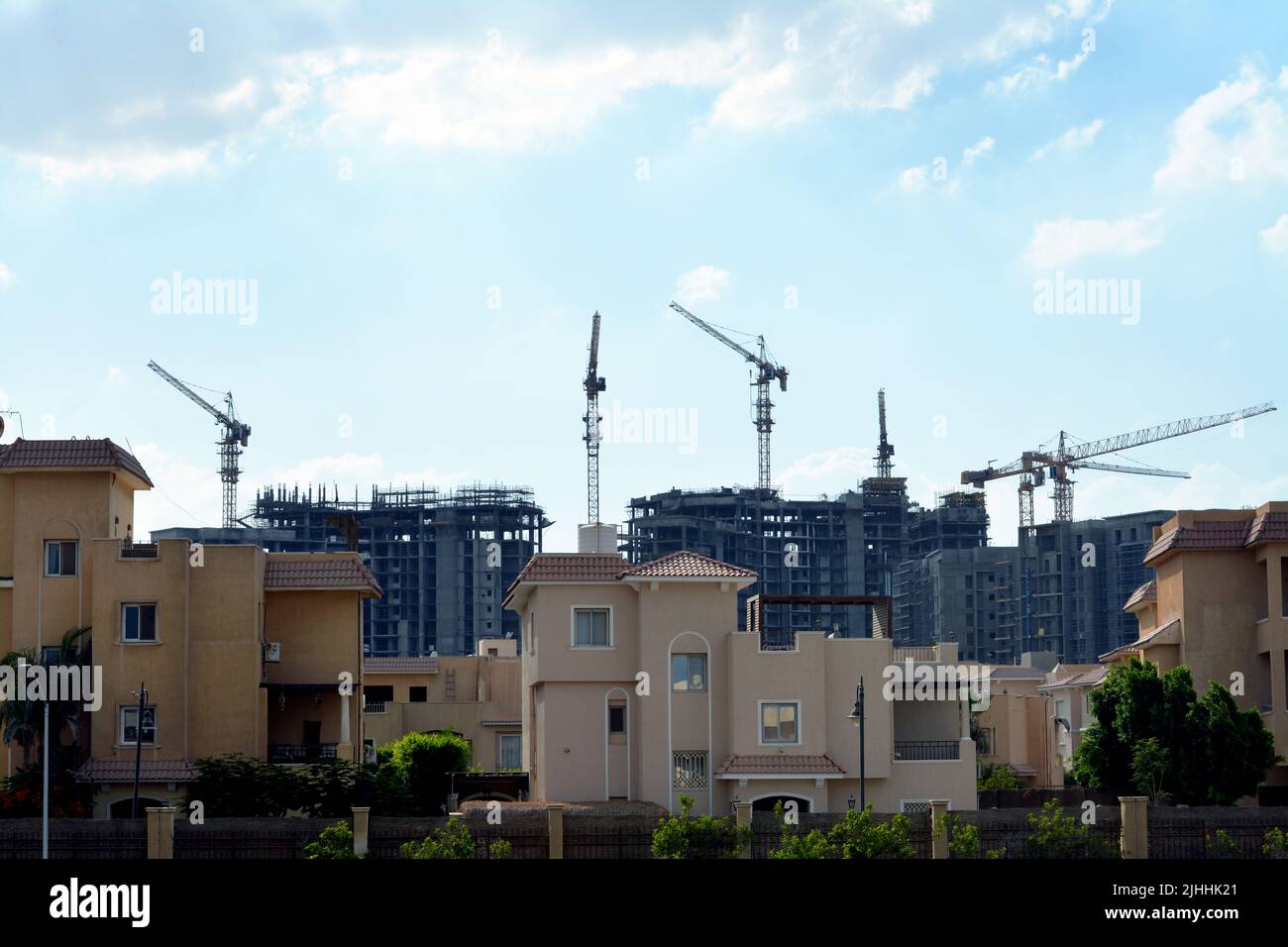 Construction site of new buildings in Egypt, Zed city Sheikh Zayed city ...