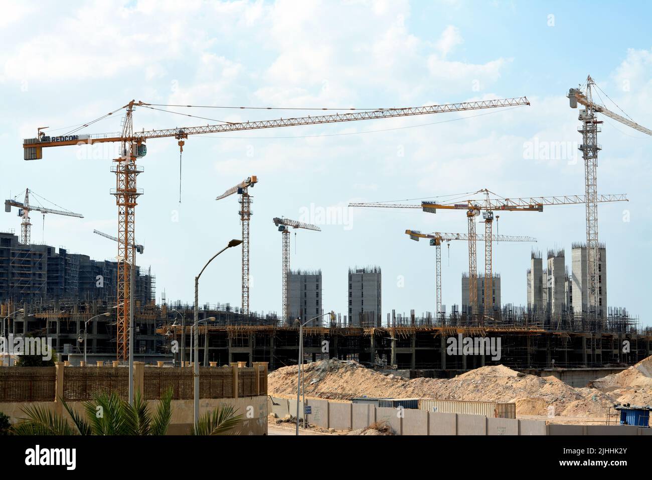 Construction site of new buildings in Egypt, Zed city Sheikh Zayed city ...