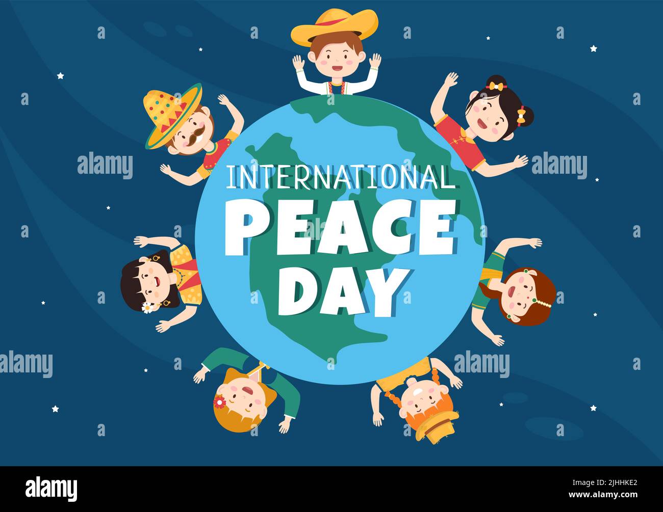 International Peace Day Cartoon Illustration with Hands, Cute Children ...