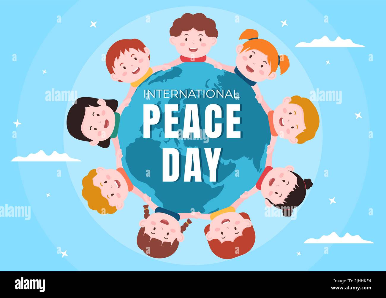 International Peace Day Cartoon Illustration with Hands, Cute Children ...