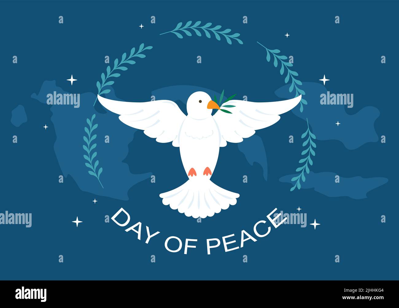 International Peace Day Cartoon Illustration with Hands, Pigeon, Globe ...